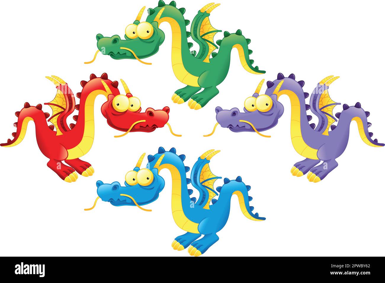 Funny dragons - cartoon and vector characters Stock Vector Image & Art ...