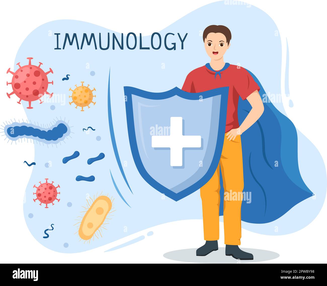 Immunology Illustration with People Immune Protection System Helping to ...