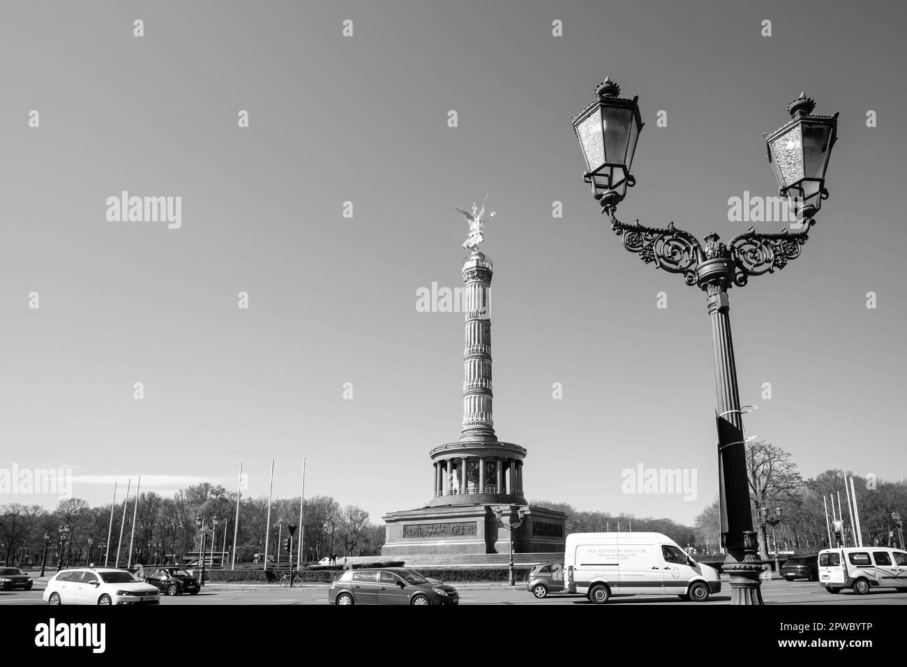 Historic victory column monument Black and White Stock Photos & Images ...
