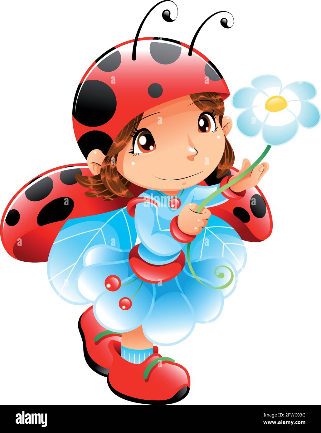 Funny Girl - Ladybug, cartoon and vector character Stock Vector Image ...