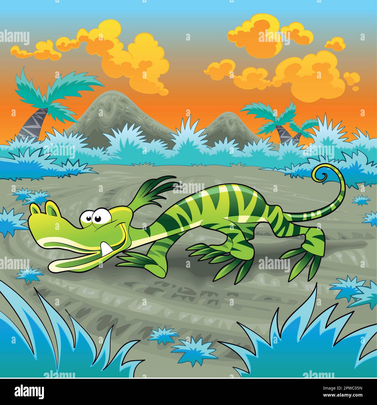 Funny lizard, vector and cartoon illustration Stock Vector Image & Art ...