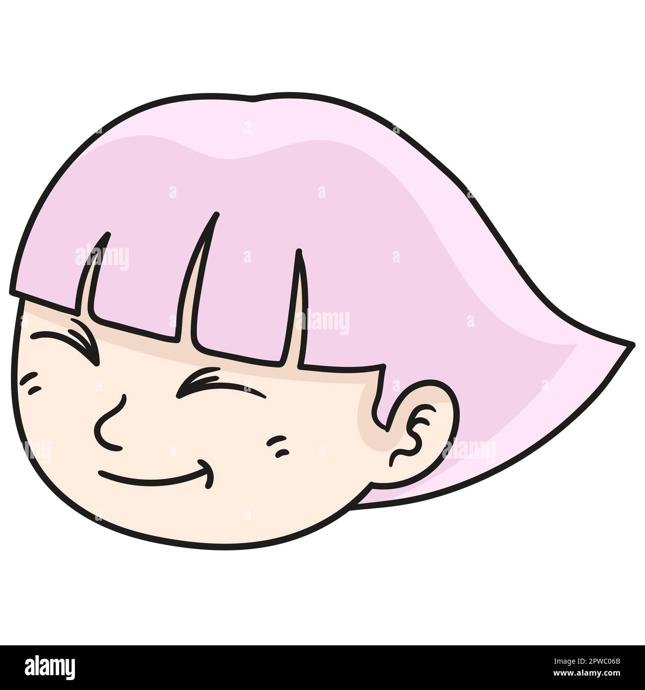 chubby woman head emoticon with happy smile. doodle icon image Stock ...