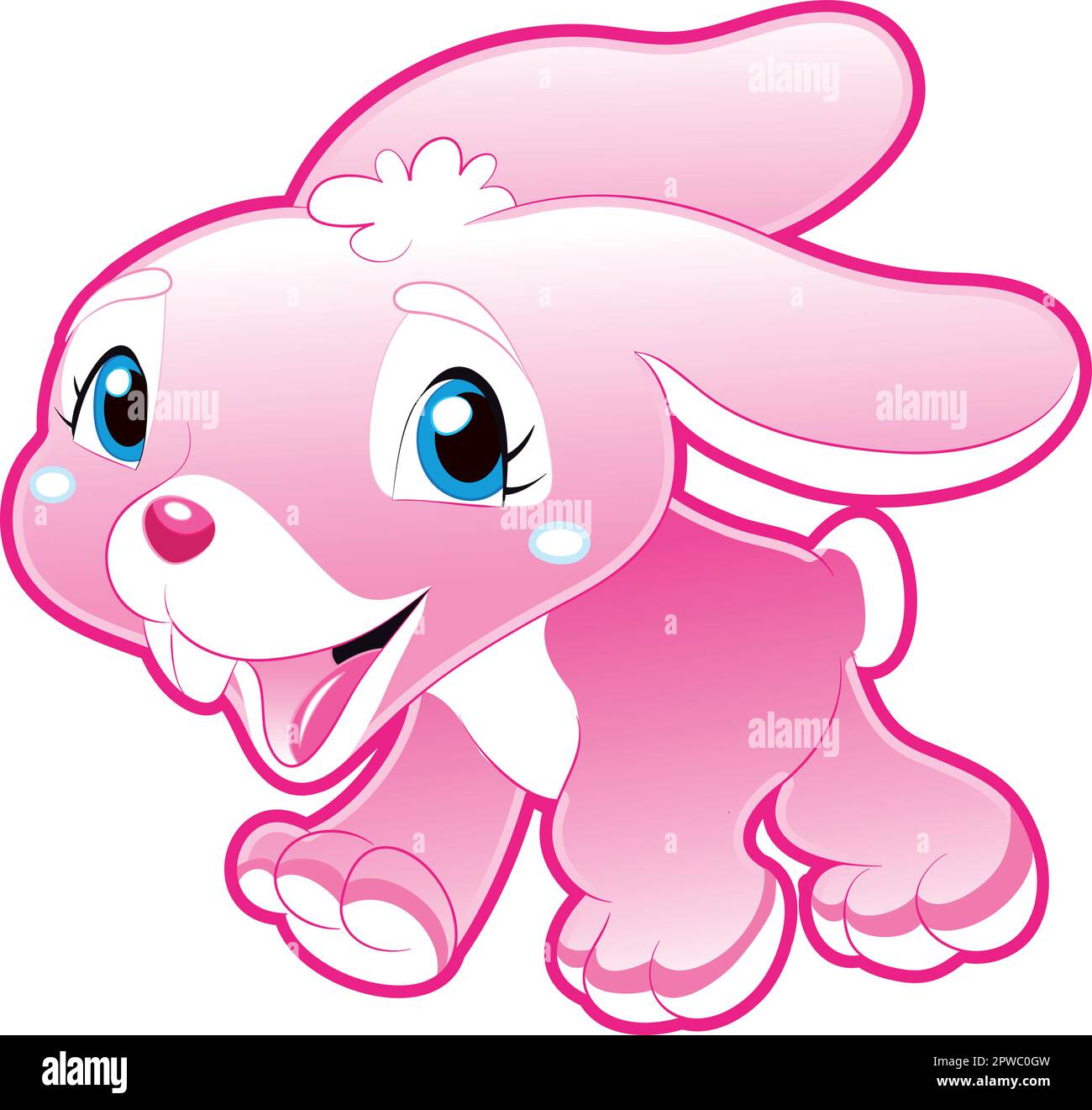 Baby Pink Rabbit - cartoon and vector character Stock Vector Image ...