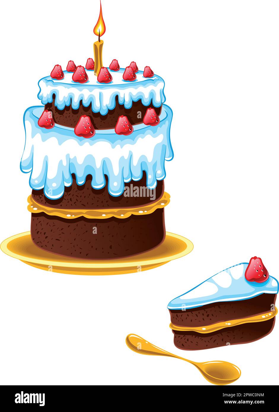 Cake Birthday - cartoon and vector object Stock Vector Image & Art - Alamy