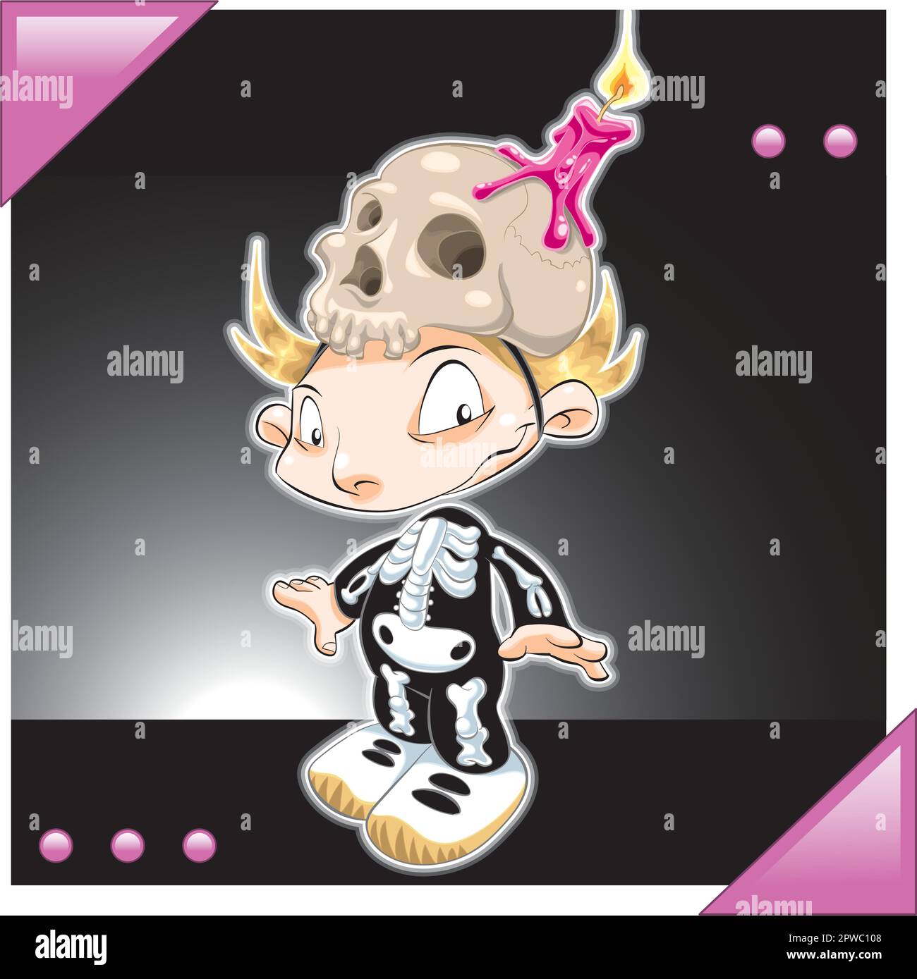 Little Boy dressed Skeleton, cartoon and vector character Stock Vector ...