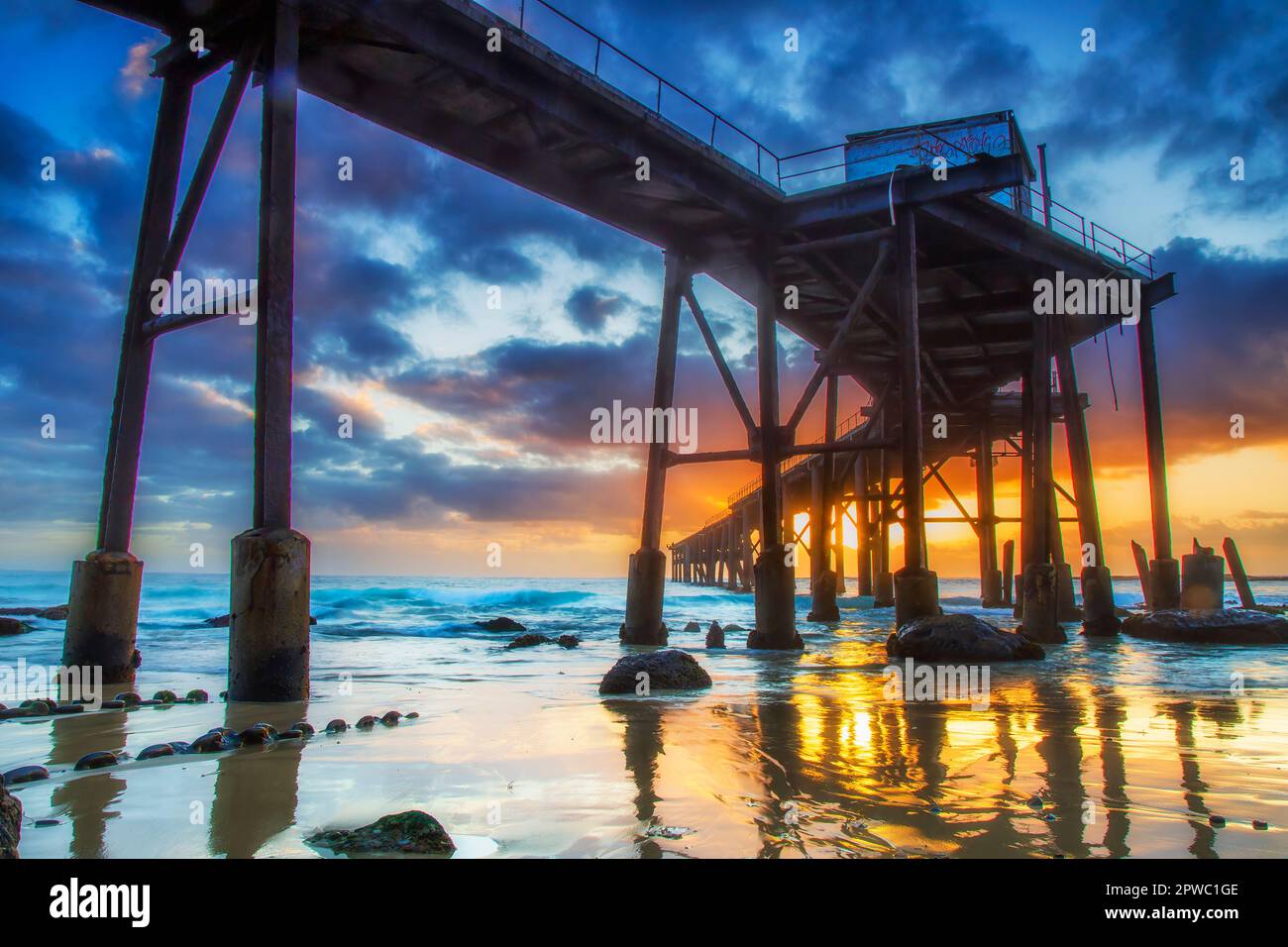 Catherine hill bay historic timber jetty of coal loader industry on ...