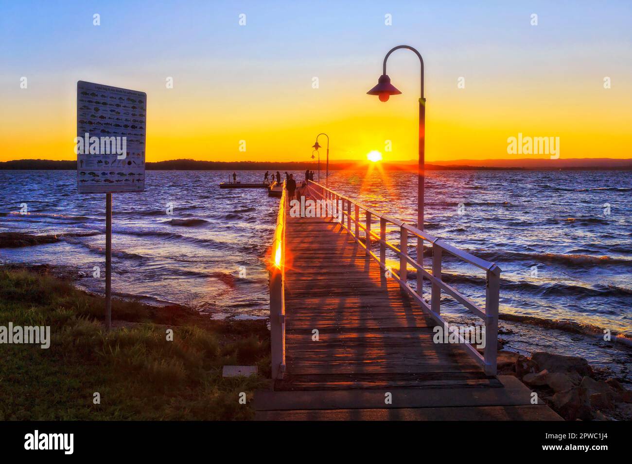 Salt water lagoon of Lake Macquarie on Pacific coast of Australia at ...