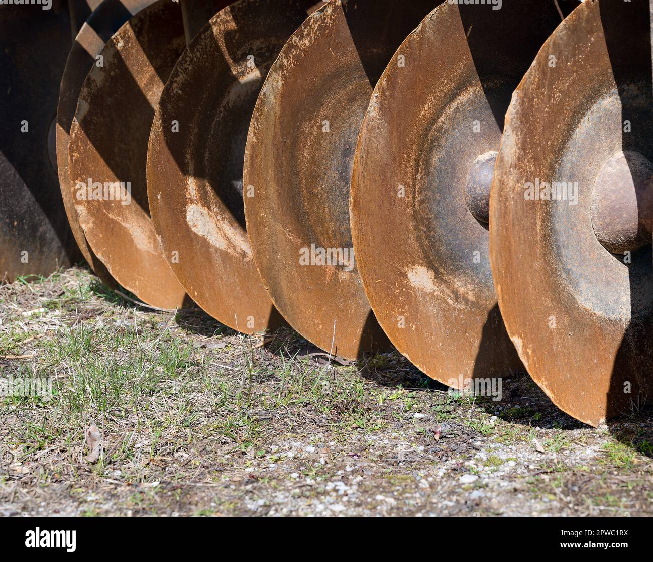 Detail of agricultural disk harrow technology in agriculture concept ...