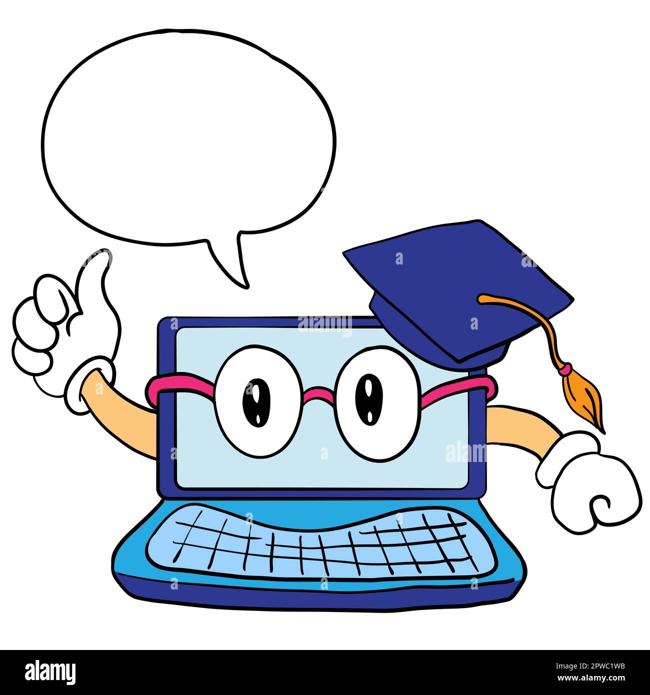 computer educational tools achieve a graduation degree. doodle icon ...