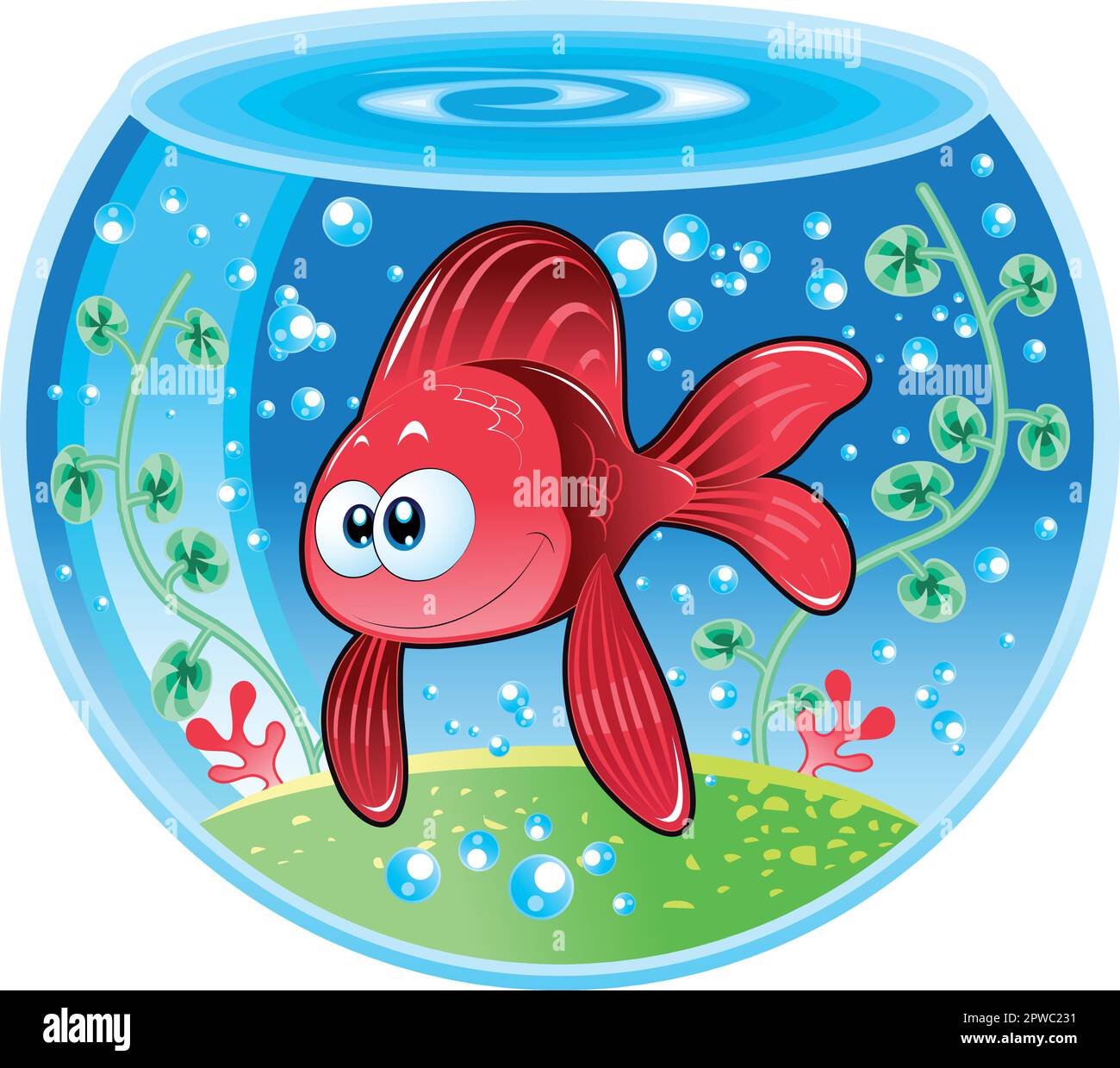 Baby fish in water, funny cartoon and vector characters Stock Vector ...