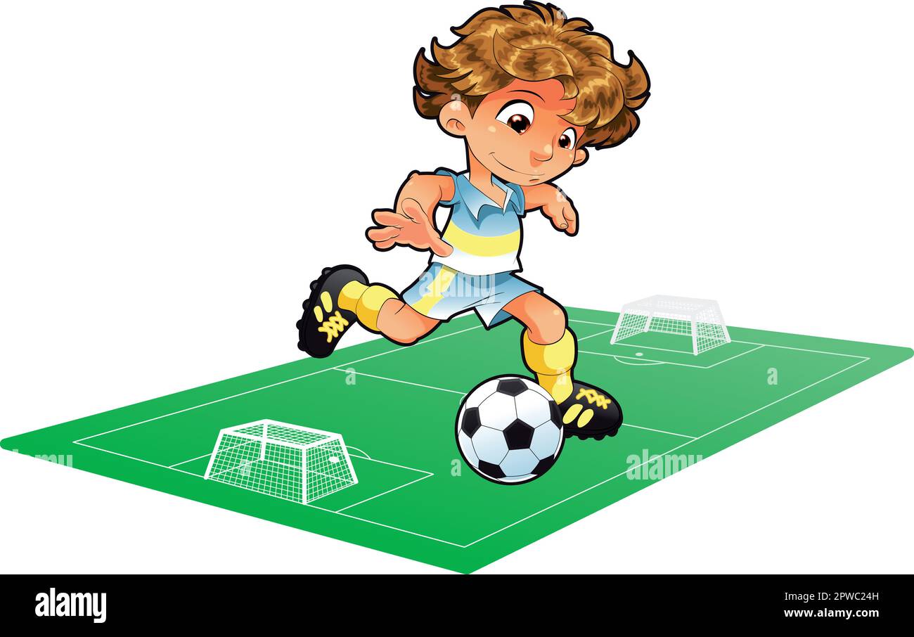 Baby Soccer Player with background. Cartoon and vector illustration ...