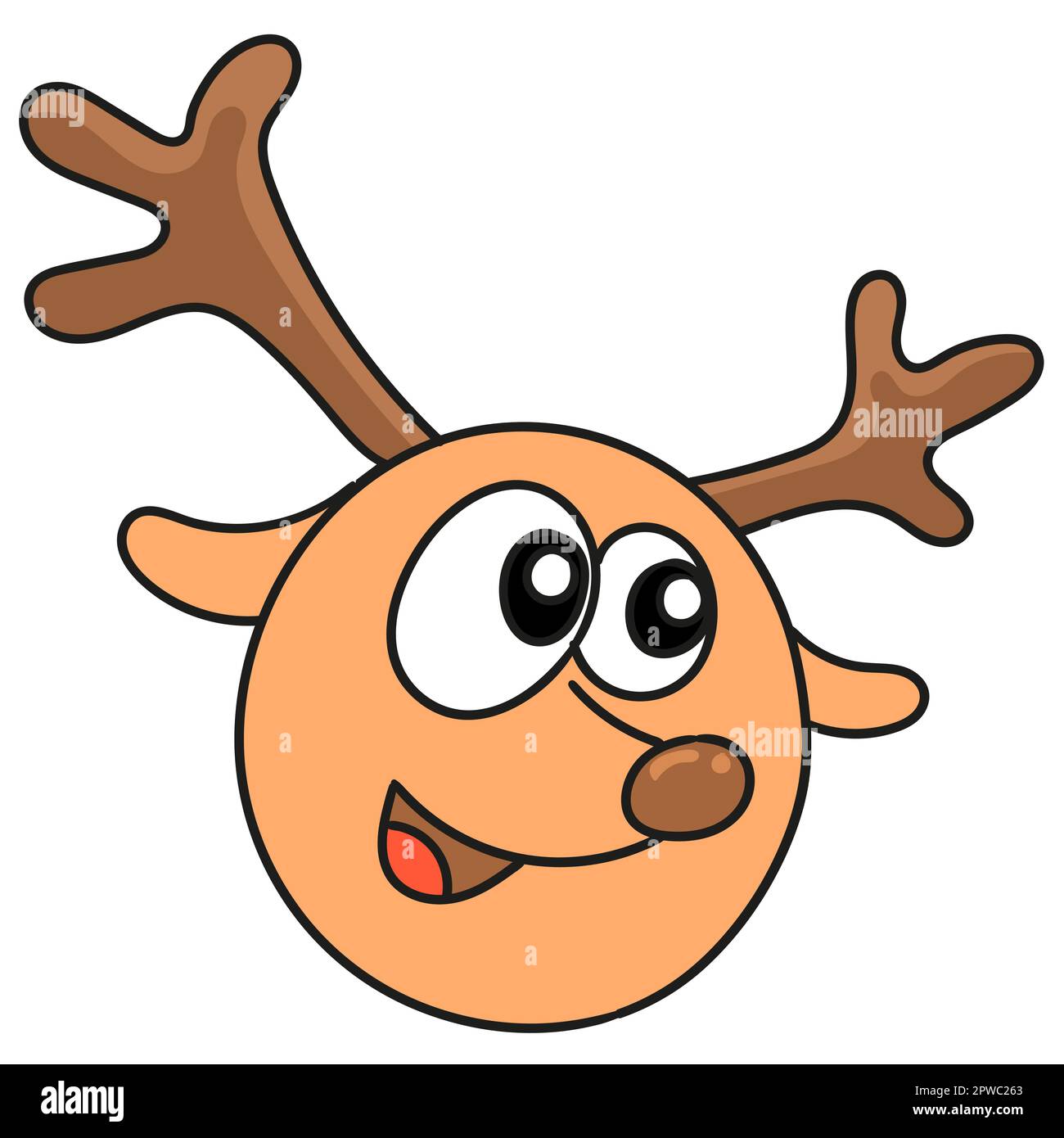 reindeer head emoticon with happy smile. doodle icon image Stock Vector ...