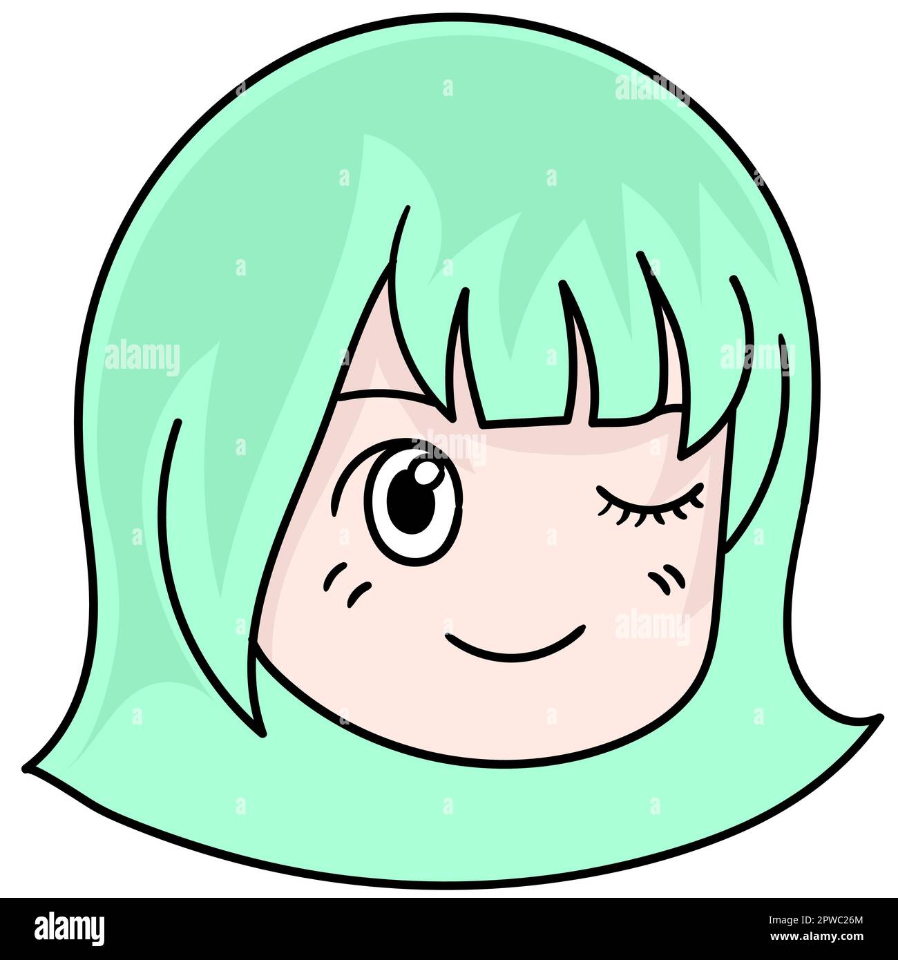 cute beauty emoticon girl character. doodle icon image Stock Vector ...