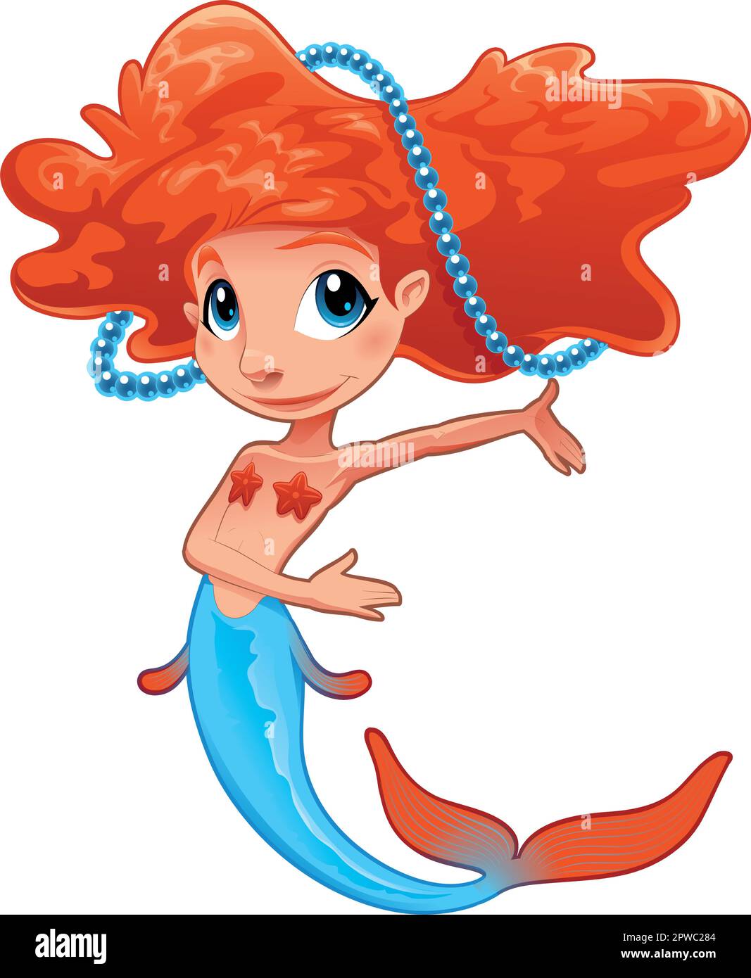Young mermaid. Funny cartoon and vector mythological character Stock ...