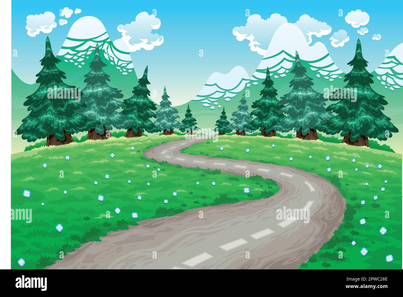 Landscape in nature. Cartoon and vector illustration Stock Vector Image ...