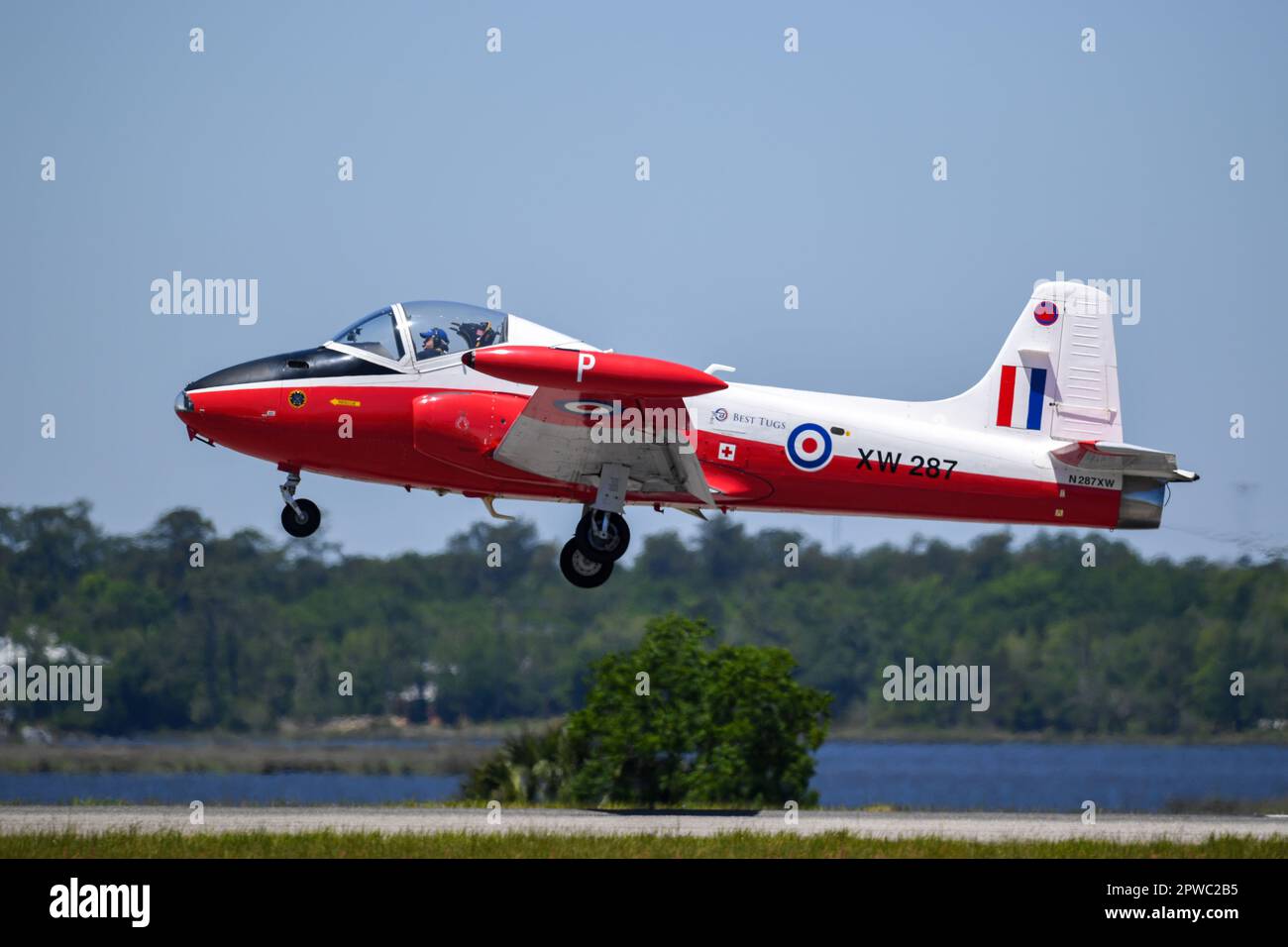 A BAC Jet Provost takes off during a practice session for the 2023 ...