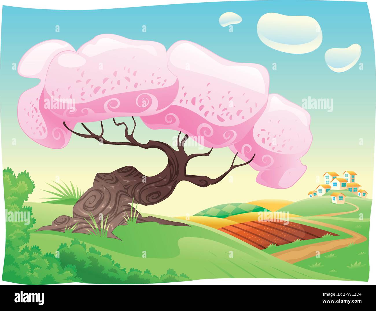 Countryside. Vector and cartoon landscape. Objects isolated Stock ...
