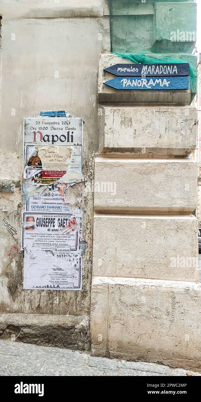 March 4 2023 - Naples, Italy: Maradona's Murals signs located in the ...