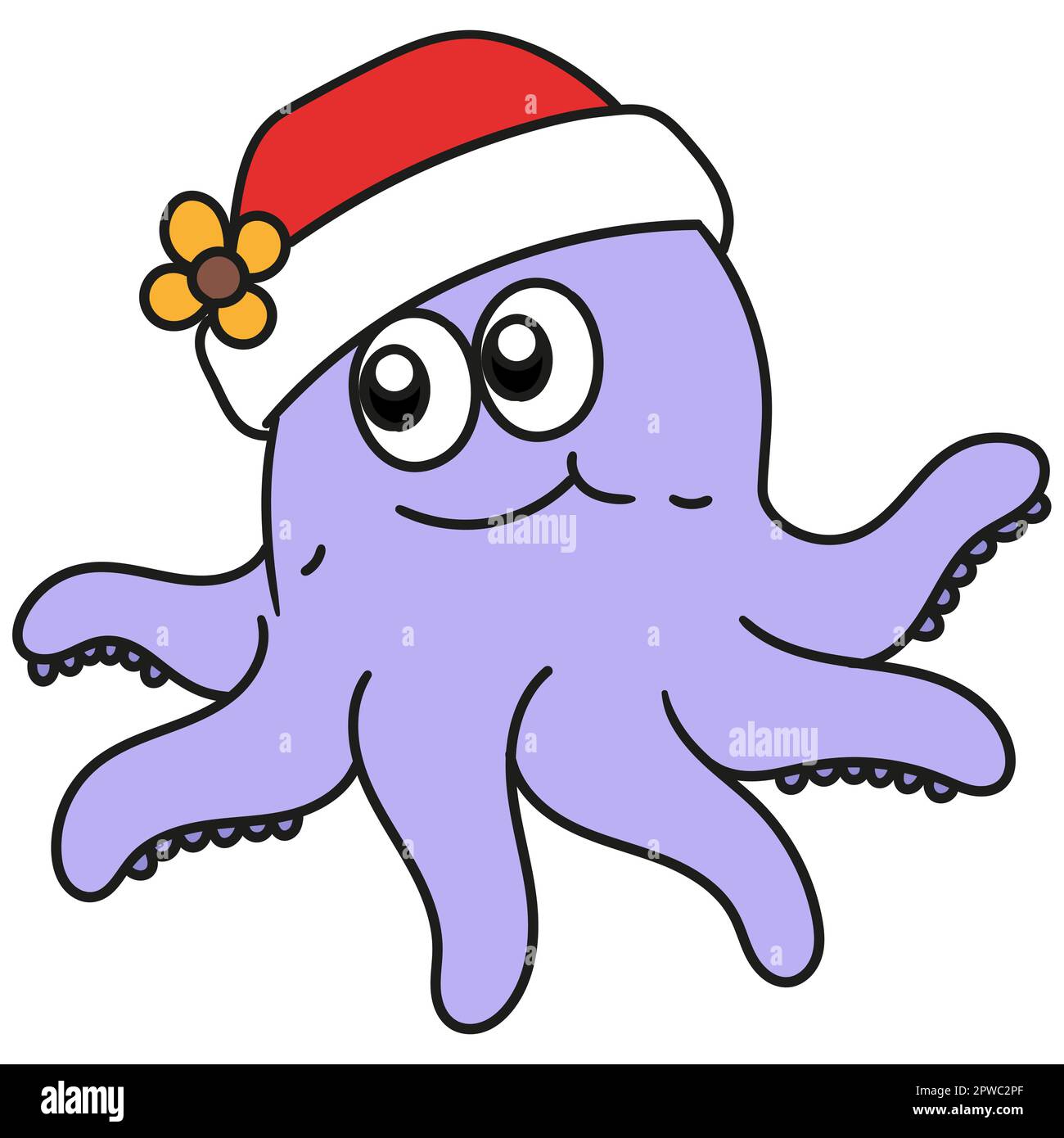 octopus celebrating christmas doodle kawaii. doodle icon image Stock ...