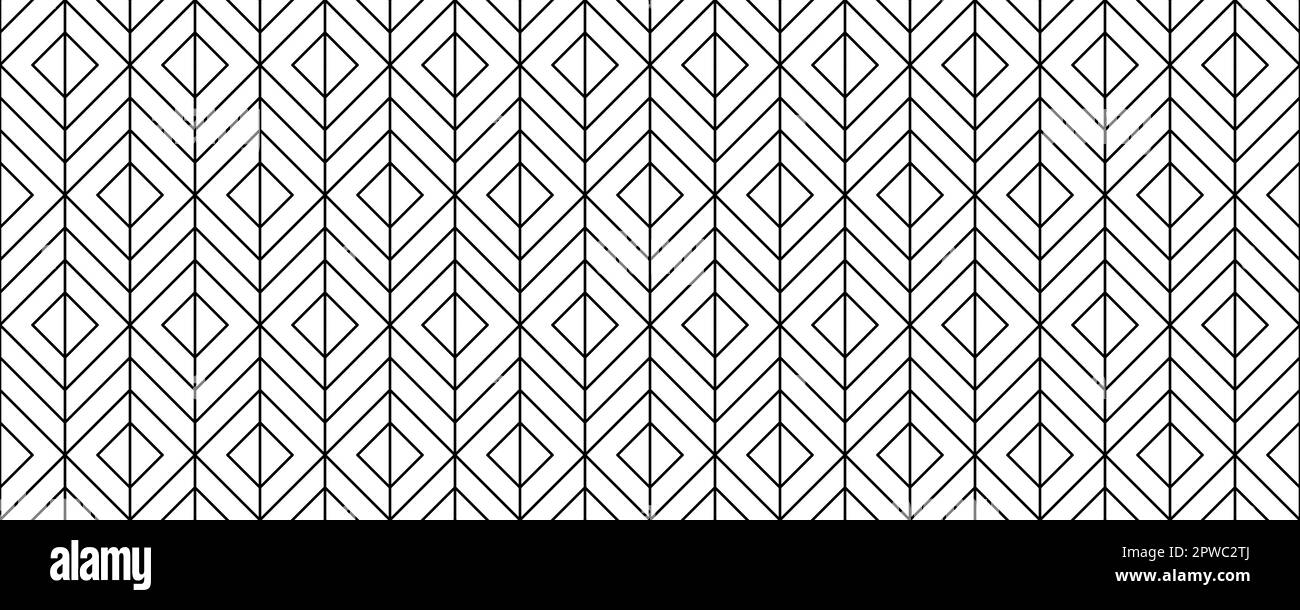 Geometric linear seamless pattern. Black and white repeating wallpaper. Lattice lines with ...