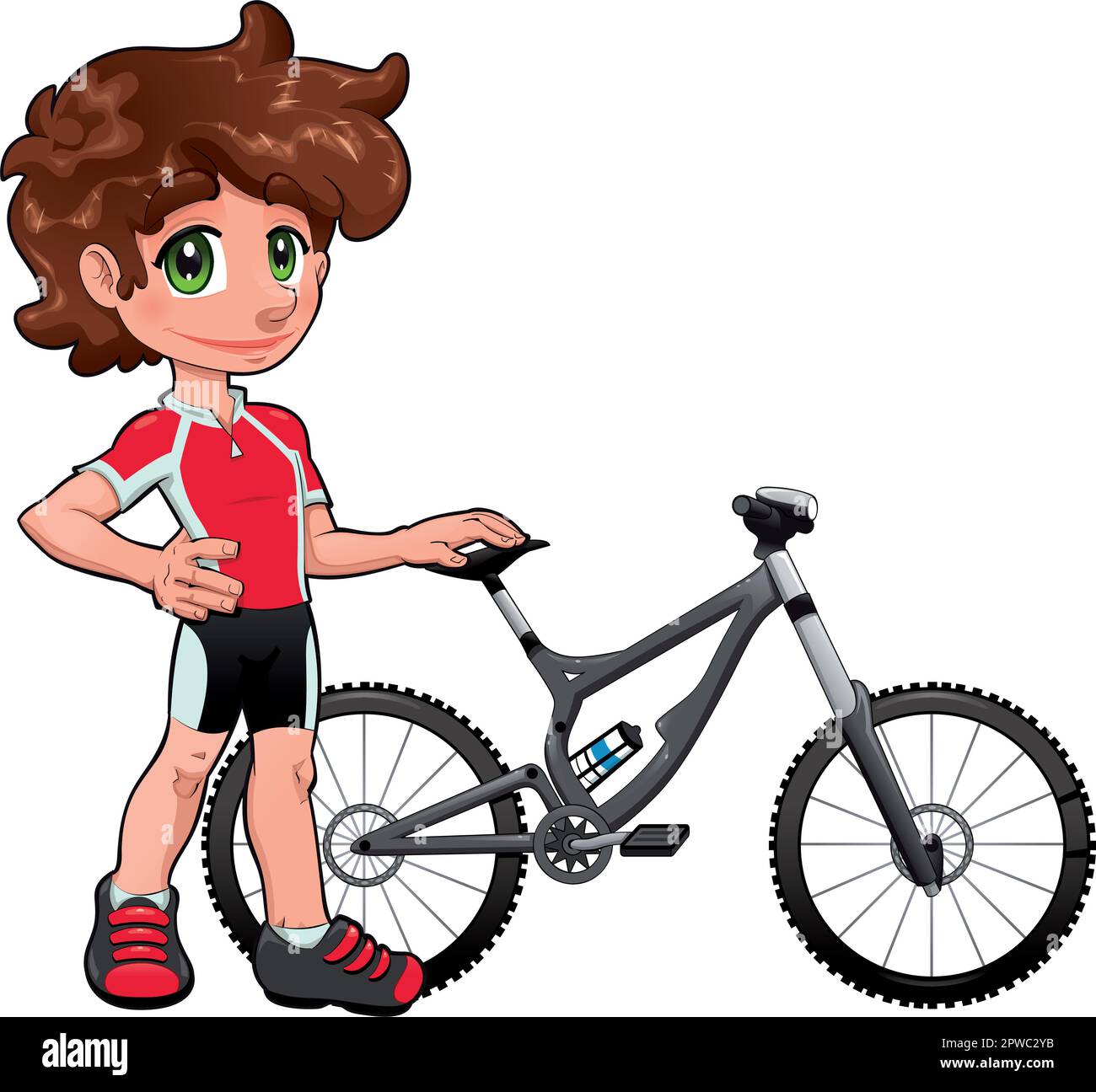Baby Cyclist. Funny cartoon and vector character. Isolated objects ...