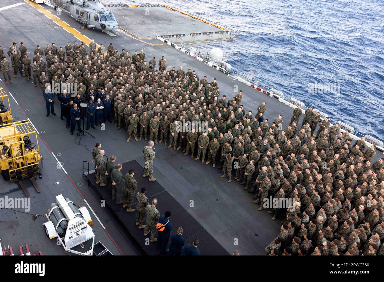 Elements of the 26th Marine Expeditionary Unit stand in formation on ...