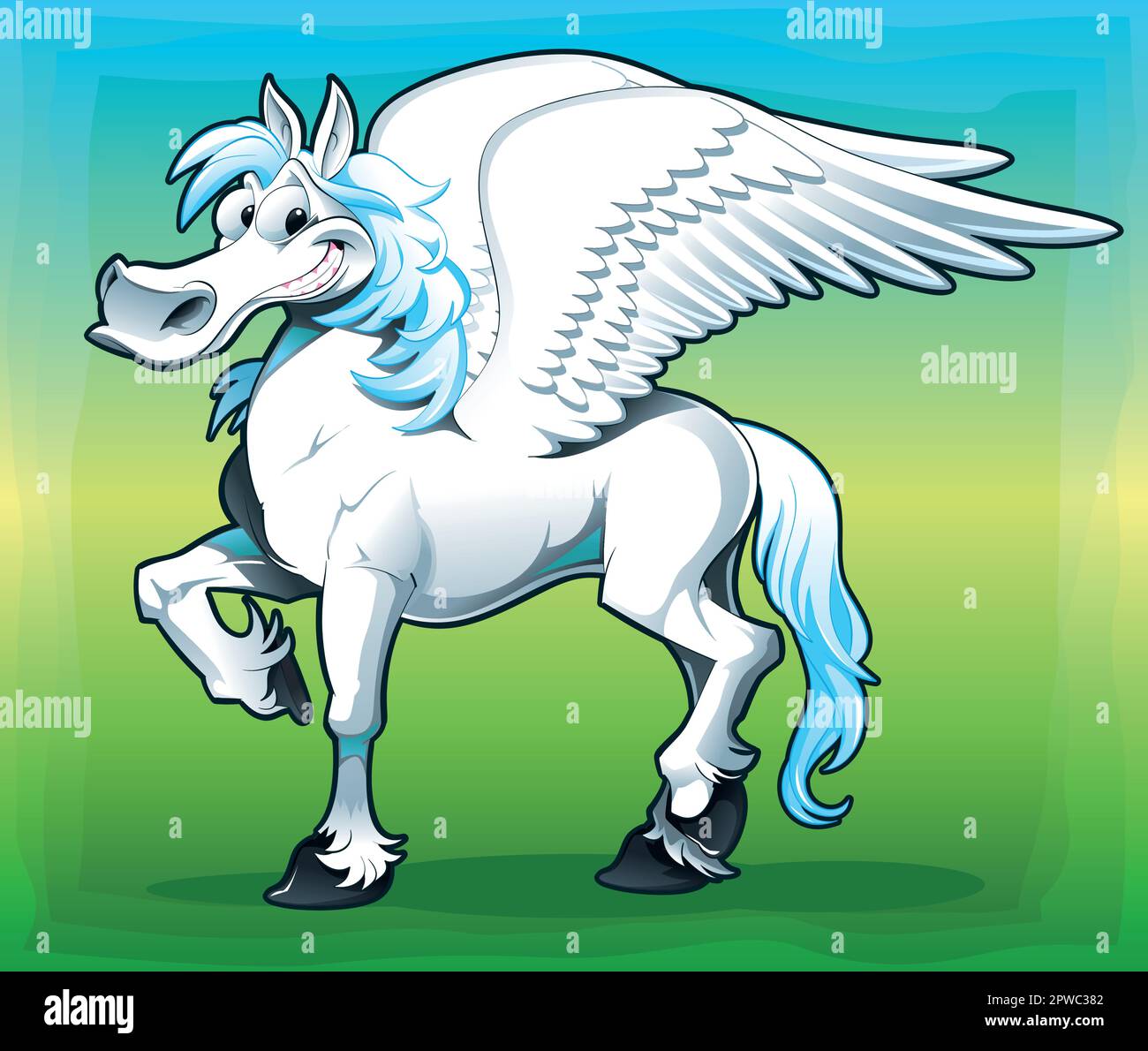 Pegasus. Funny cartoon and vector isolated character, eps file Stock ...