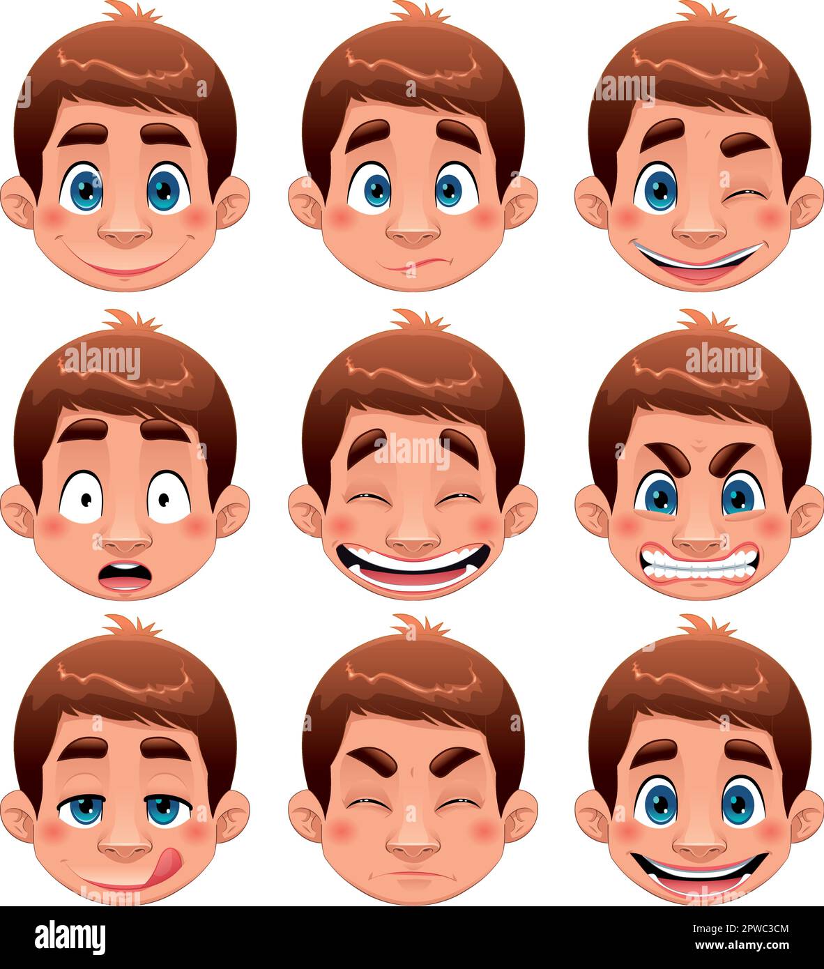 Boy Expressions. Funny cartoon and vector character Stock Vector Image ...