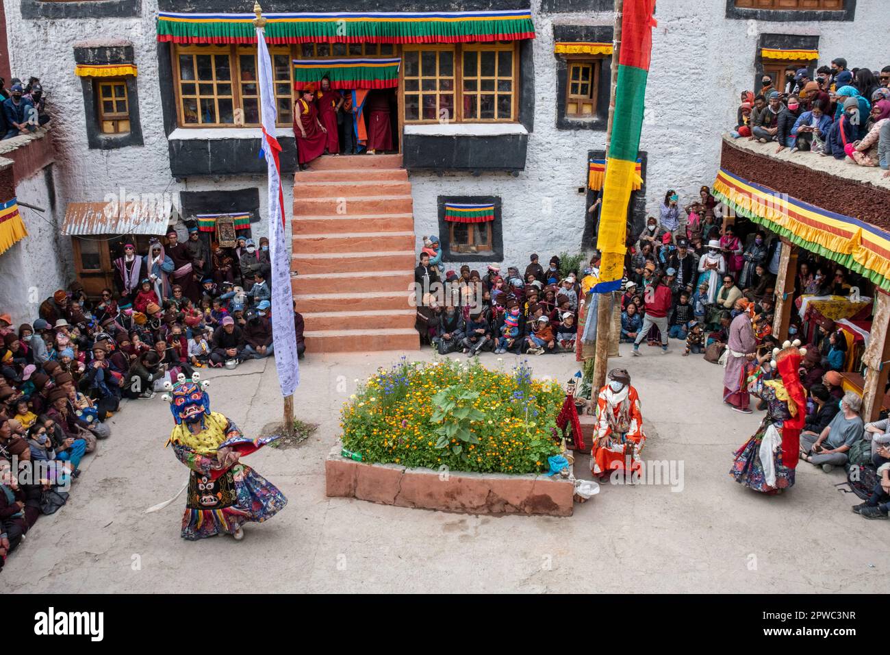 Masked Monks Dance in the courtyard of Stongdey Monastery during its ...