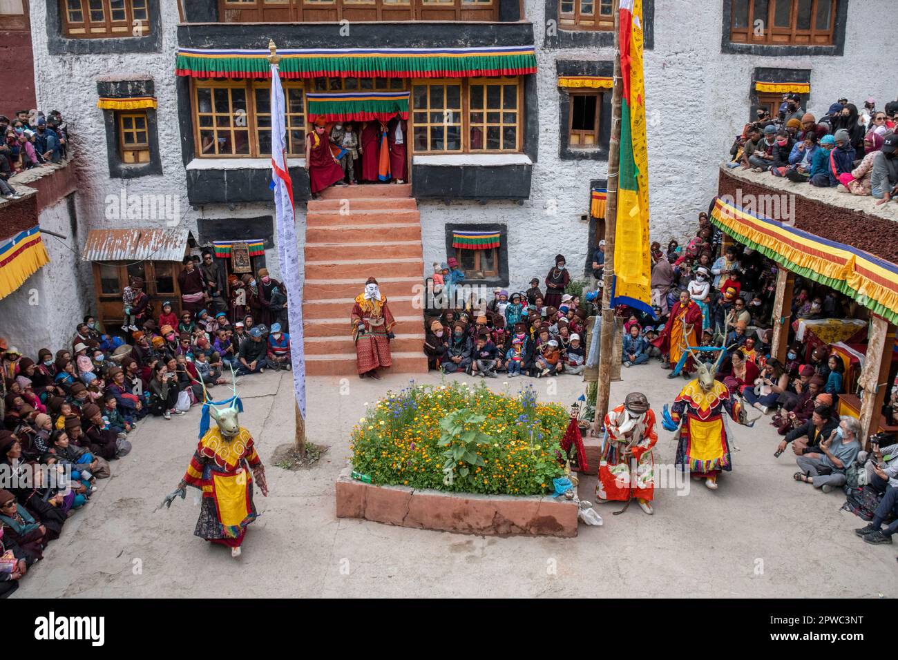 Masked Monks Dance in the courtyard of Stongdey Monastery during its ...