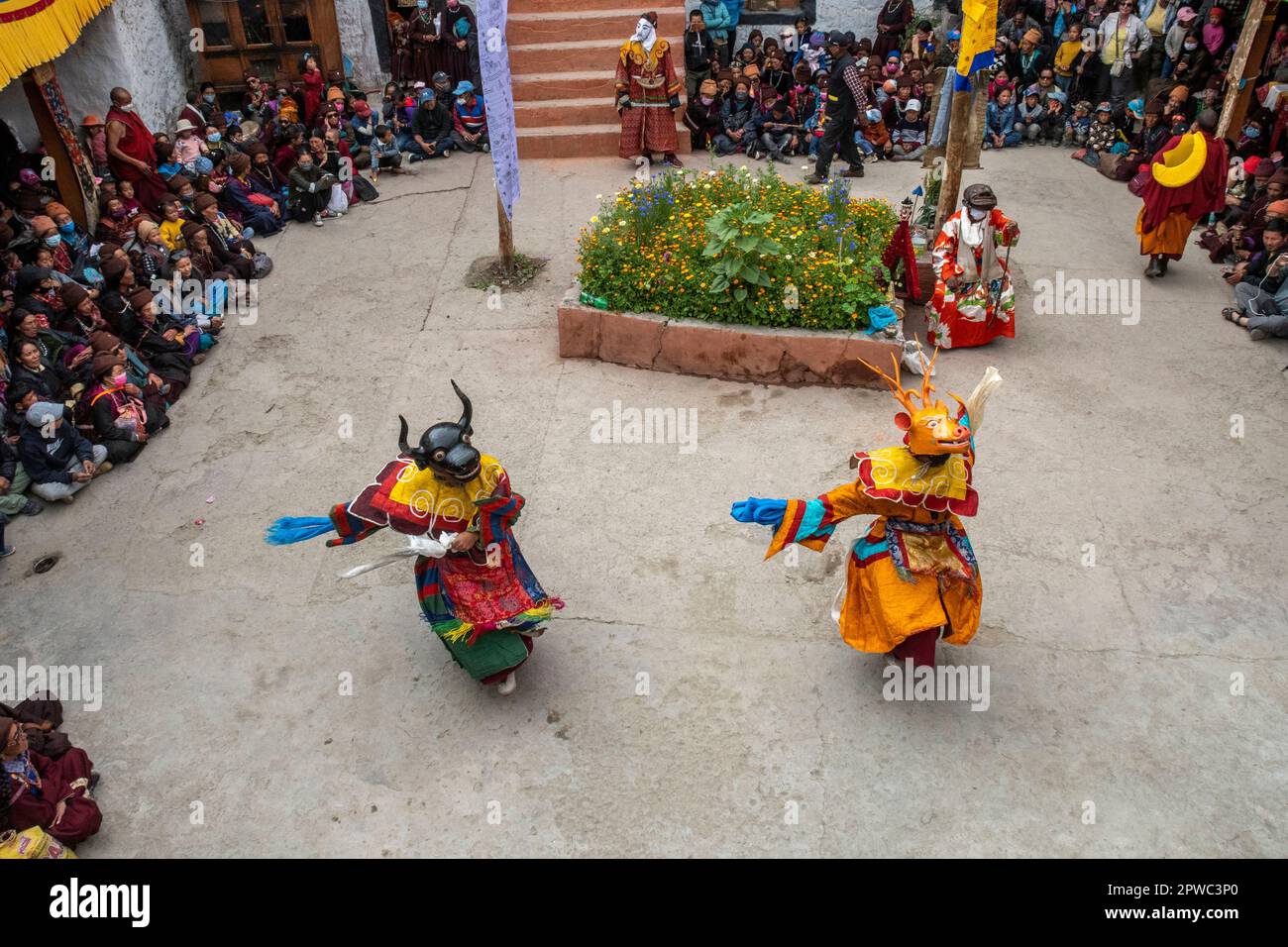 Masked Monks Dance in the courtyard of Stongdey Monastery during its ...