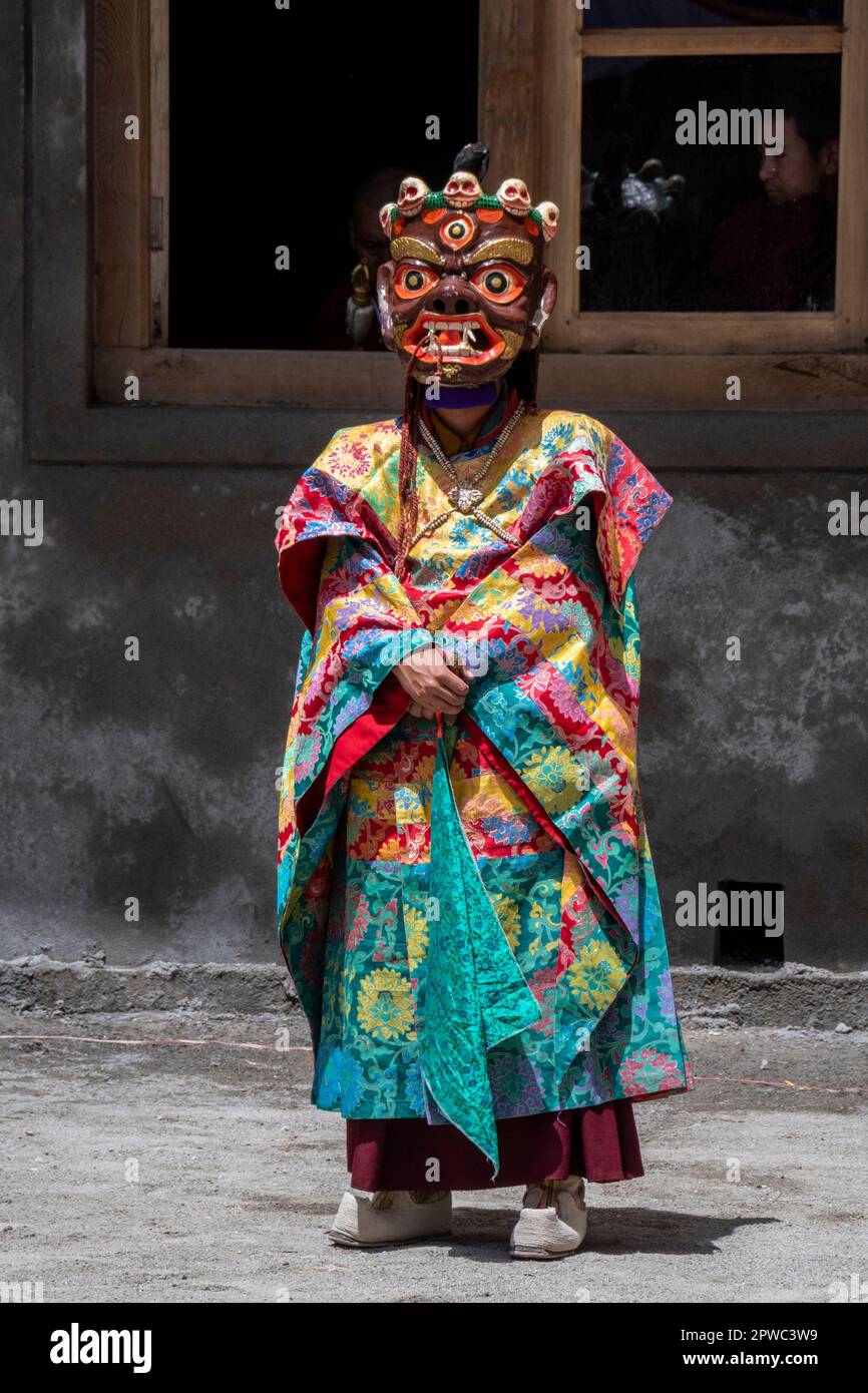 A Masked Monk at the Phyang Monastery Festival in Ladakh, India Stock ...