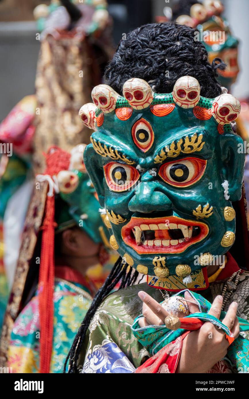 A Masked Monk at the Phyang Monastery Festival in Ladakh, India Stock ...