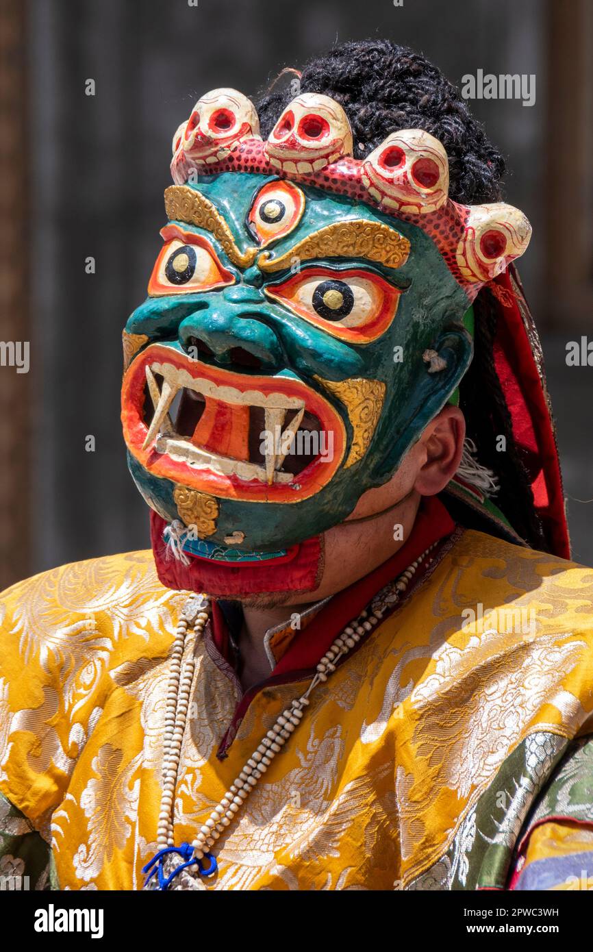 A Masked Monk at the Phyang Monastery Festival in Ladakh, India Stock ...