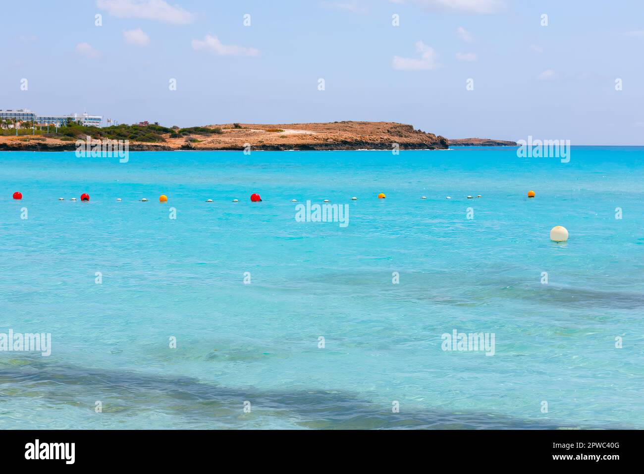 Nissi Beach in Cyprus . Blue flag designation beach . Sea clean aqua ...