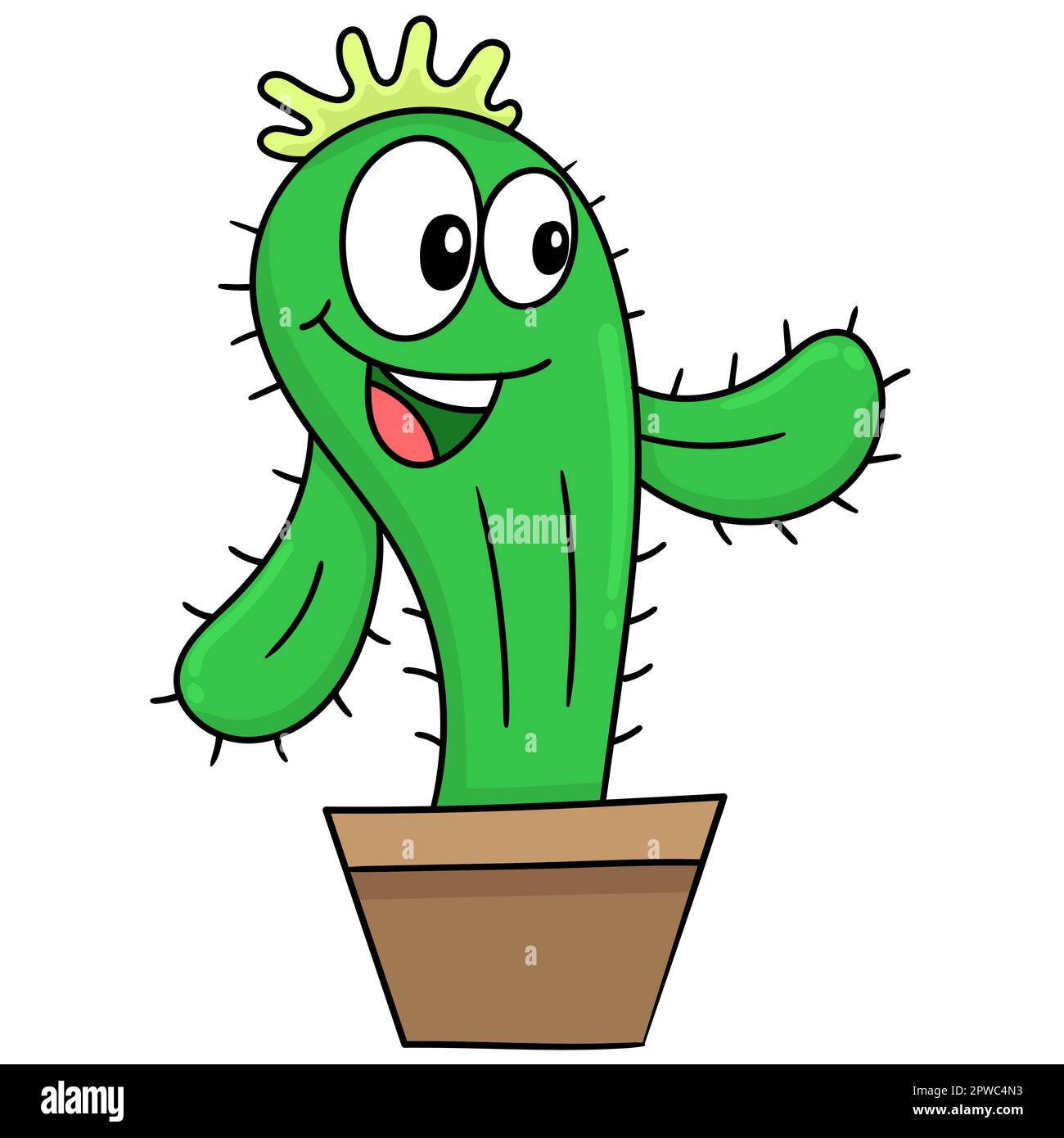 cactus plant with laughing face doodle kawaii. doodle icon image Stock ...