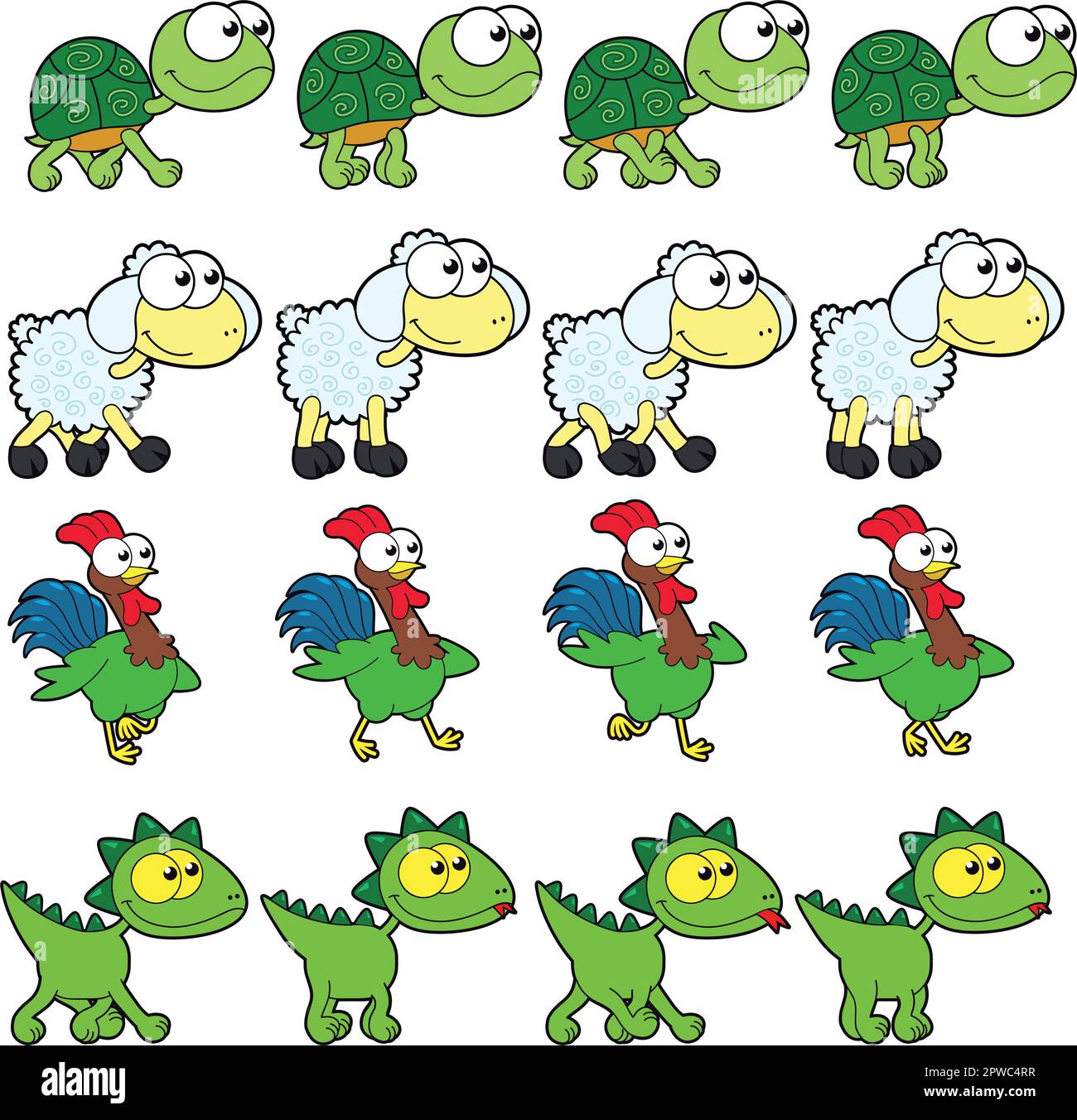 Animal Walking animations. Vector cartoon and isolated characters. You ...