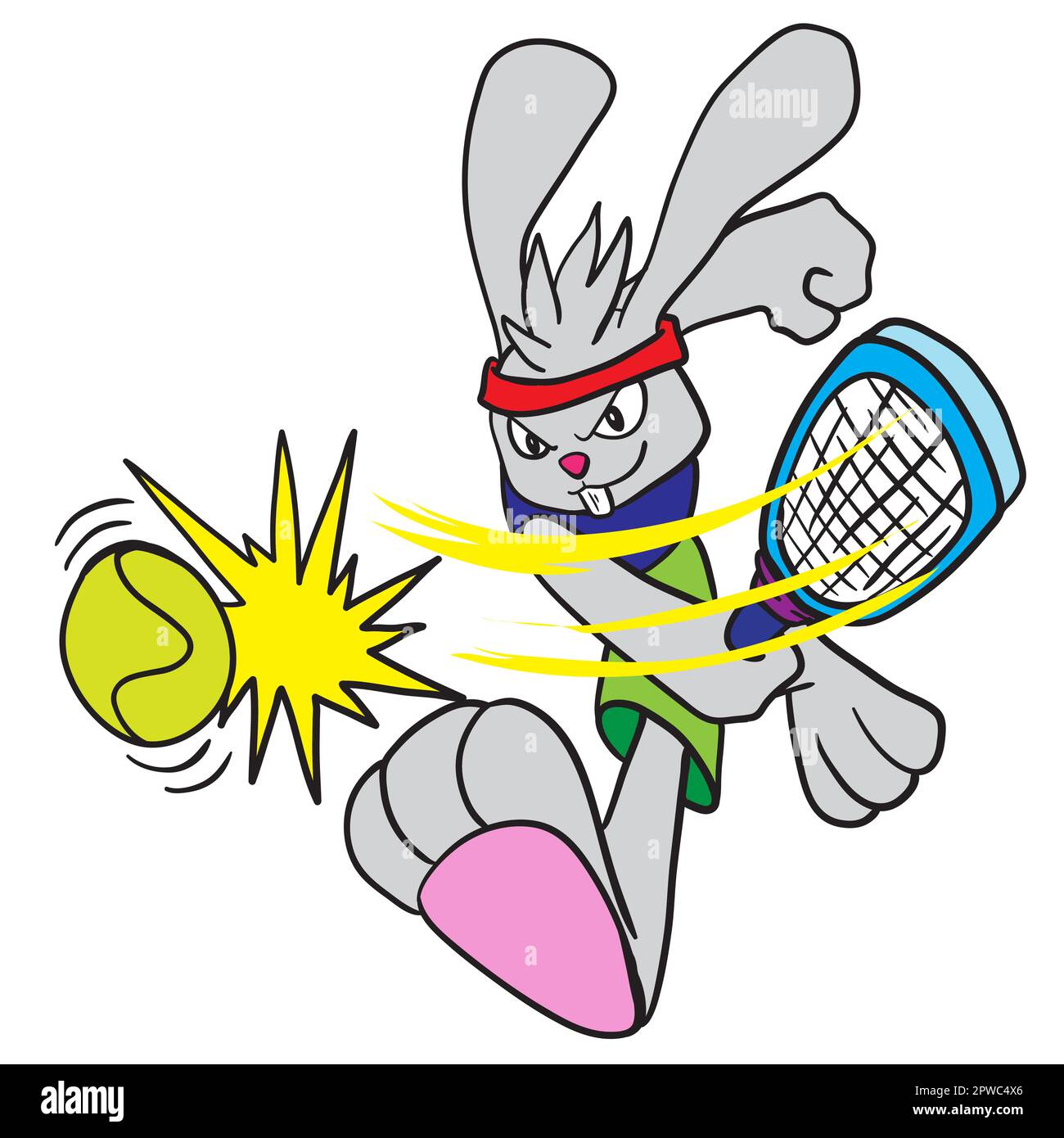 Rabbit doing tennis smash. doodle icon image Stock Vector Image & Art ...