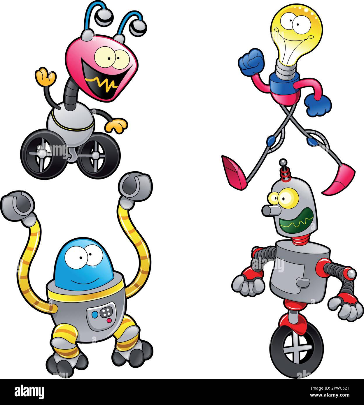 Family of Robots - vector and cartoon characters Stock Vector Image ...