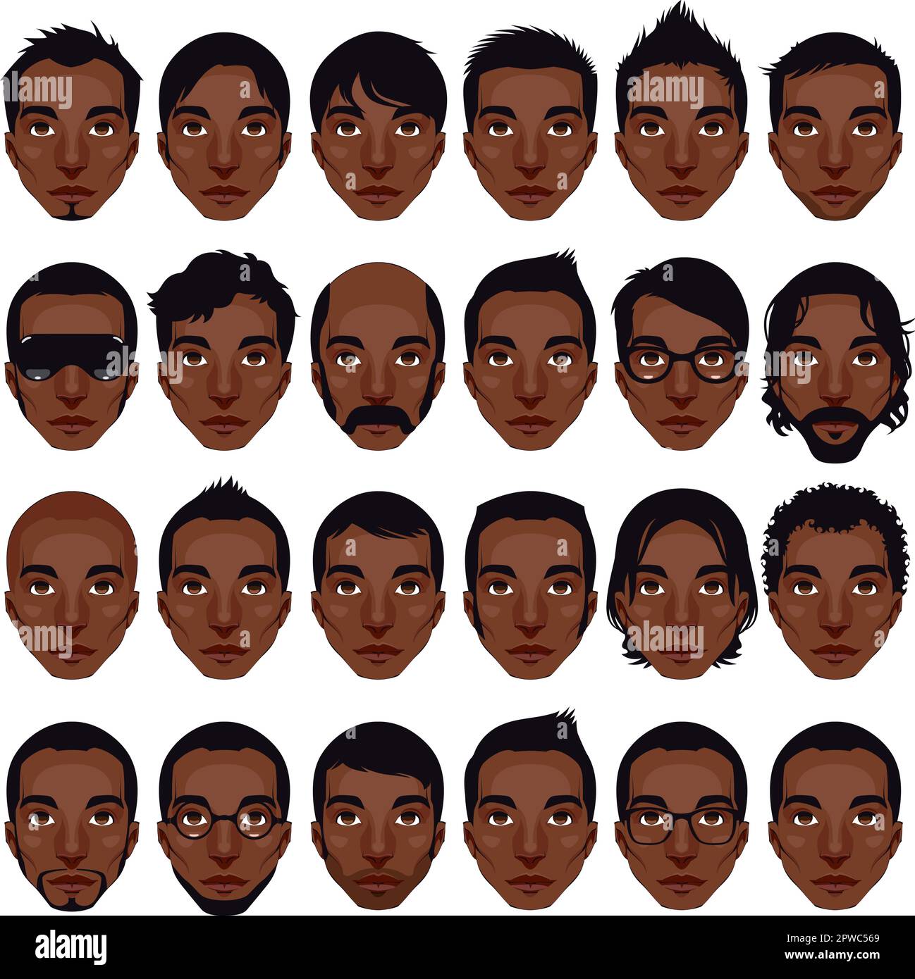 Avatar, men's portraits. Vector isolated characters with different ...