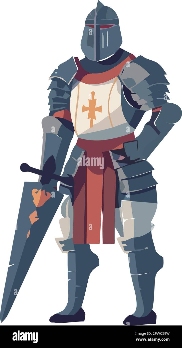 Muscular knights in armor, swords raised high Stock Vector Image & Art ...