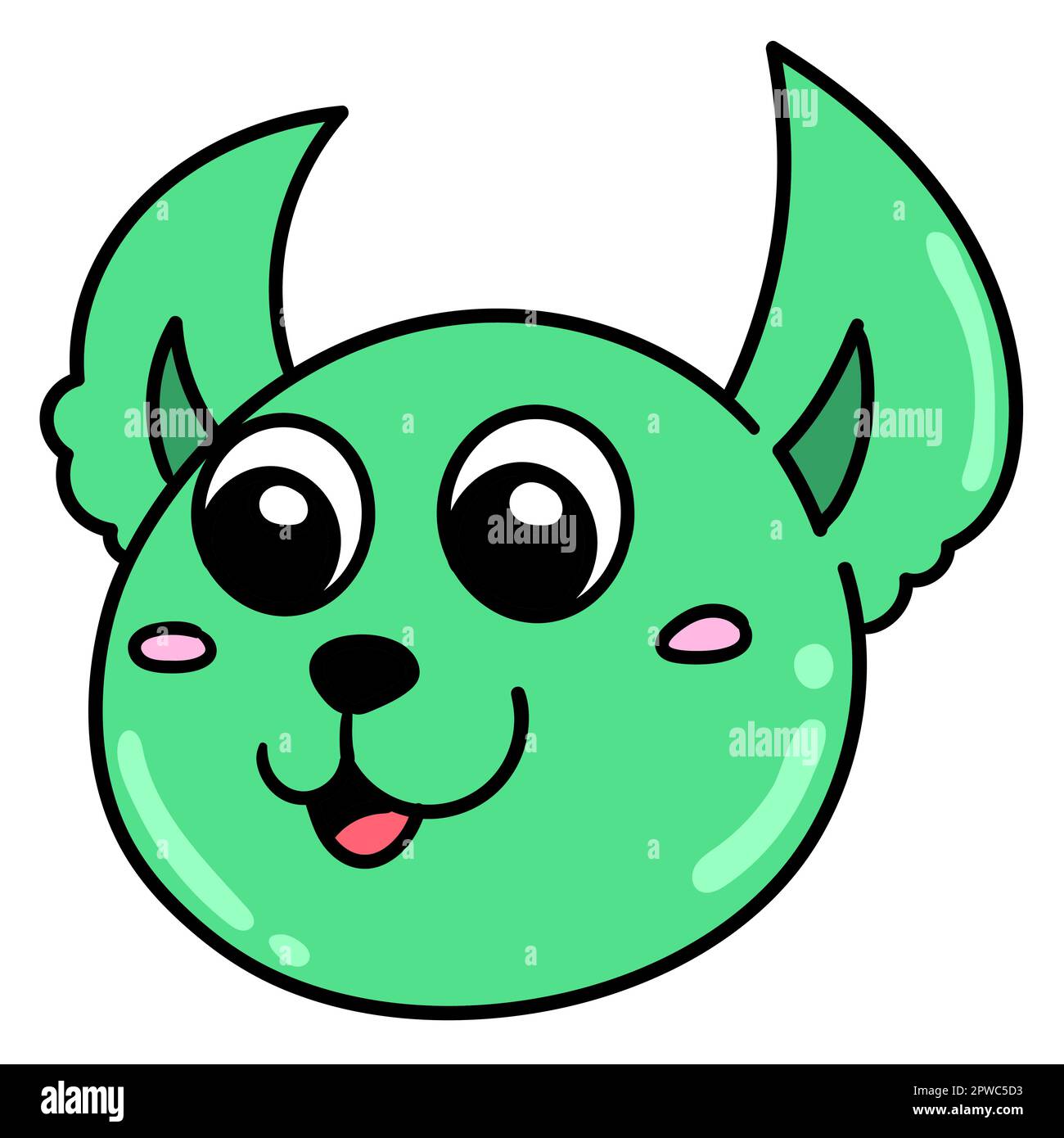 cute cat head emoticon laughing, doodle kawaii. doodle icon image Stock ...