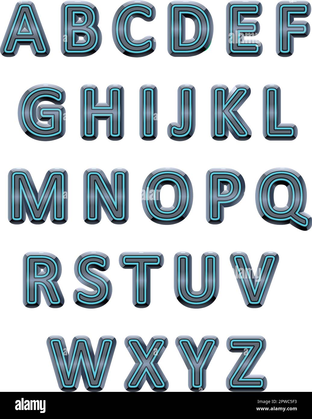 Metallic alphabet. Vector isolated letters Stock Vector Image & Art - Alamy