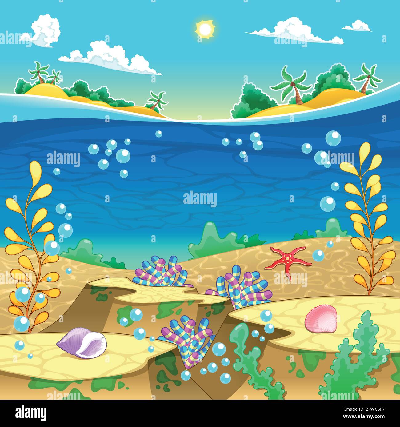 Under the sea. Vector and cartoon illustration Stock Vector Image & Art ...