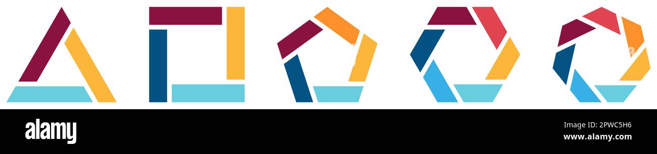 Rectangles or bars with spaces forming polygon shapes, version with ...