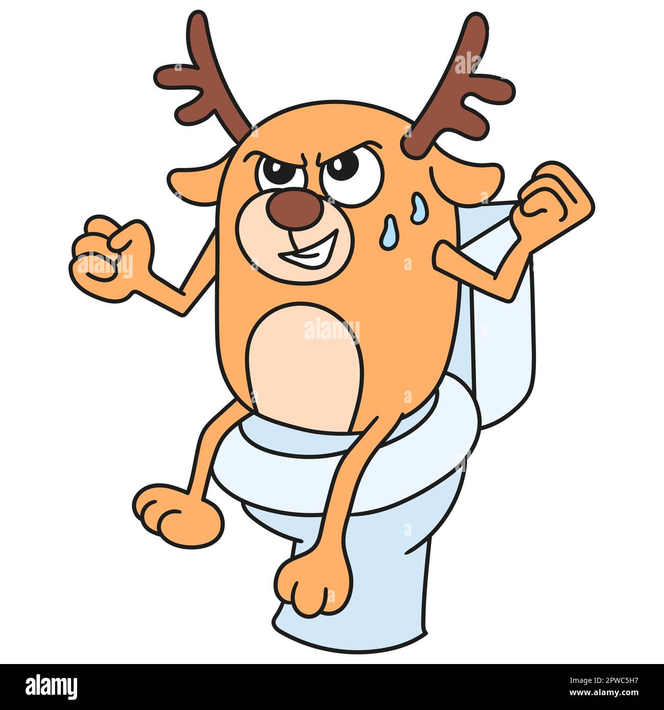 deer pooping in the toilet doodle kawaii. doodle icon image Stock ...