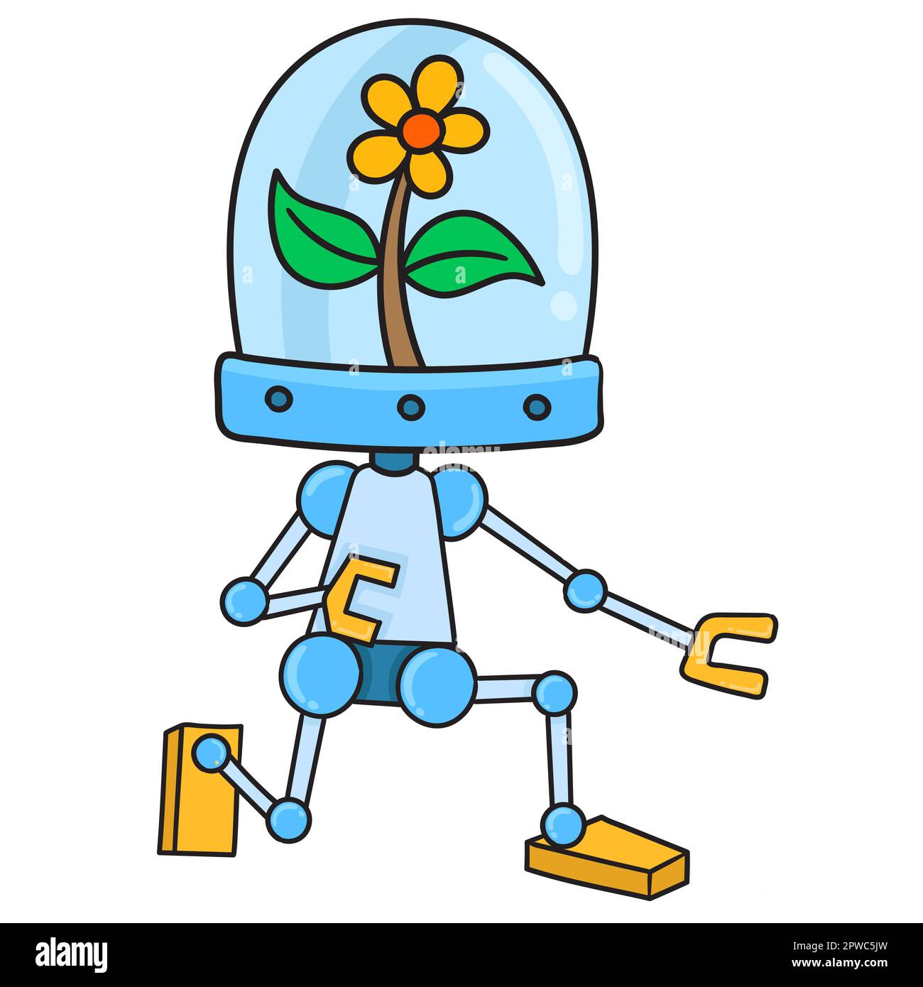 plant headed robot doodle kawaii. doodle icon image Stock Vector Image ...