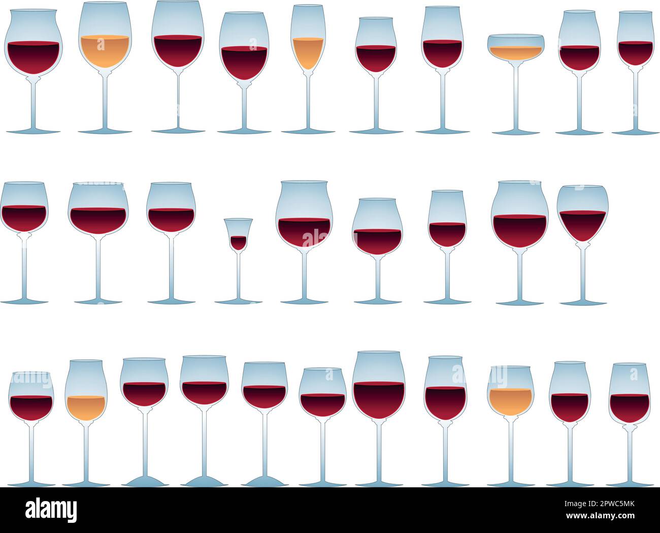 glasses of wine - vector and cartoon objects Stock Vector Image & Art ...