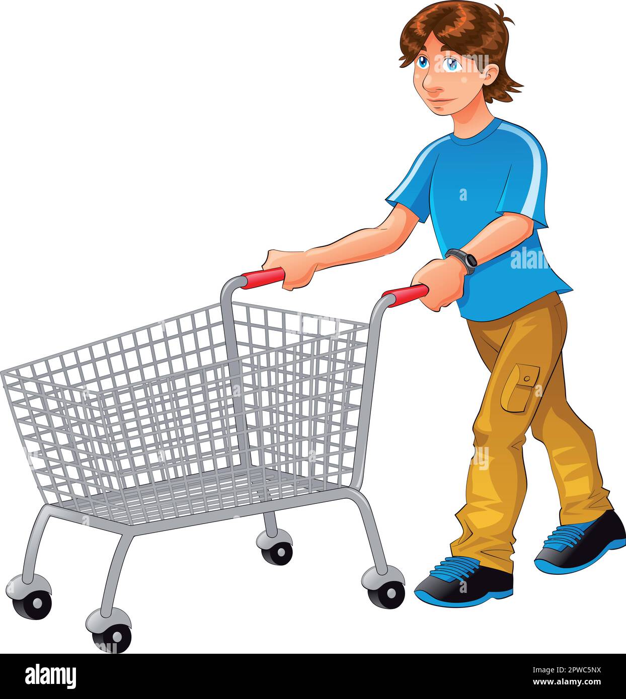 Shopping trolley. Cartoon funny vector character Stock Vector Image ...