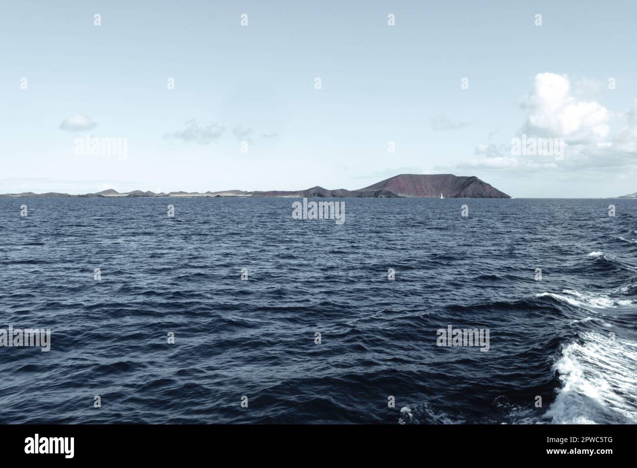 Isla de Lobos, (Wolves Island), view from the sea, located next to the ...